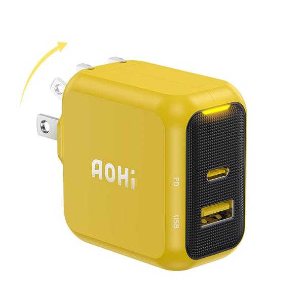 それぞれのポートが急速充電に対応しており、USB-Cポートでは最大67Wまで出力できます。※仕様は予告なく変更される場合があります。カラー：イエロー重量：約130gサイズ：約51x50x31.5mm入力：100-240V 50/60Hz 1...