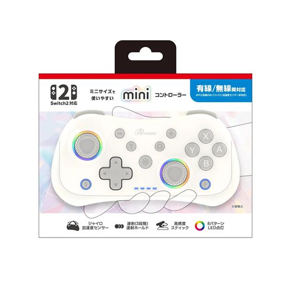 Switch・Switch2に対応した有線・無線対応のミニコントローラー！※PC 有線のみ対応 連射・連射ホールドやジャイロ・加速度センサー・RGB点灯搭載で多機能！●有線・無線接続可能でSwitch・Switch2やPC（有線接続のみ）に...