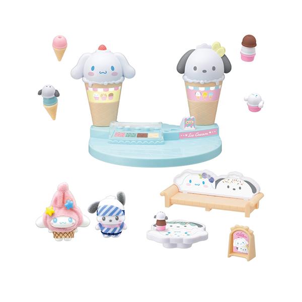 サンリオキャラクターズのフロッキードール"ぷちとも"シリーズから「ぷちとも Sanrio characters シナモロール＆ポチャッコのアイスクリームのおみせ」が登場！ シナモロールとポチャッコのかわいいお顔が目印のアイスクリームショップ...