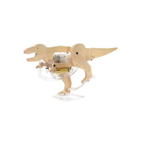【 後ろ足だけで歩くティラノサウルスの動きにくぎづけ！ 】今から約7000〜6000万年前の「白亜紀後期」と呼ばれる時代に生きた史上最強の肉食恐竜、ティラノサウルスの工作セットです。体の真ん中にあるモーターのパワーをギヤボックスを使って後ろ...