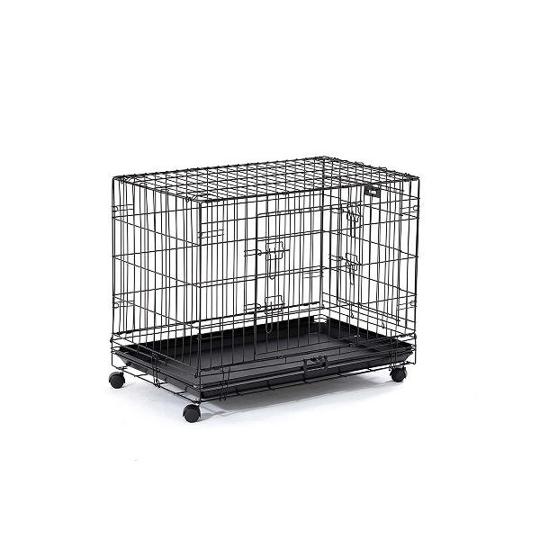 ・シンプリーメゾンのケージはトレーが長面＆短面どちらからも引き出せるためお掃除も簡単。・スペースに合わせて縦＆横置きができ、ペットの出入りにも便利な2ドアです。・キャスター付でお出かけの時はもちろん、掃除機をかける時も楽々によけることが出来...