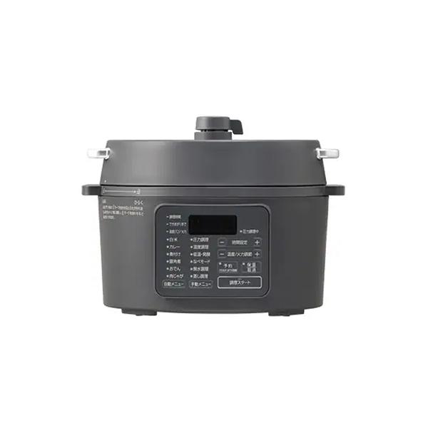 自動メニュー／1台で10役／3.0L 電気圧力鍋。電気圧力鍋初心者の方におすすめなスタンダードモデル［自動メニュー6種］。電気圧力鍋でラクして美味しく。材料を入れて、ボタンを押して待つだけで料理が完成。【仕様】電源：AC100V、50／60...