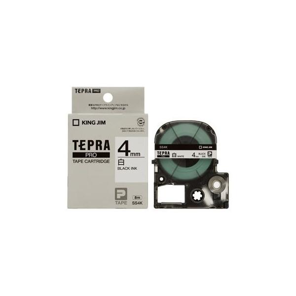 白ラベル／黒文字　テープ幅4mm●テープ幅4mm●テープ長さ8m●テープ色白
