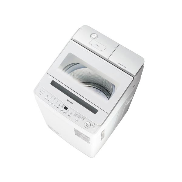 穴なし槽で清潔・節水！「液体洗剤・柔軟剤自動投入」機能を搭載した全自動洗濯機「ES-SV8K」。カラーはホワイト系（-W）です。■ 主な仕様・洗濯・脱水容量：8kg・外形寸法：幅600×奥行652×高さ1,025mm（ボディ幅：555mm）...