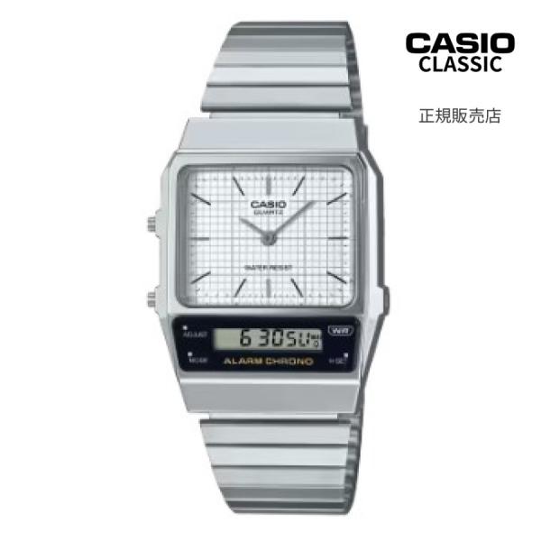 1980年代発売のAQ-450をモチーフにし、レトロとスタイリッシュが融合した新型モデルです。文字板と液晶が独立したデザインで、アナログの美しさとデジタルの機能性を両立。アナログ文字板はシンプルなバーインデックスと時分針で構成。盤面に格子柄...