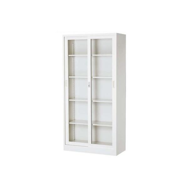 完成品 書庫 書棚 本棚 書類 a4 鍵付き 資料 可動棚 スチール キャビネット ファイル収納ラック 5段 ガラス戸 扉付き スライド 引き違い 引き戸 ハイタイプ 高い 保管庫 整理 オフィス 安い 天板 ブックシェルフ 幅90 奥行4...