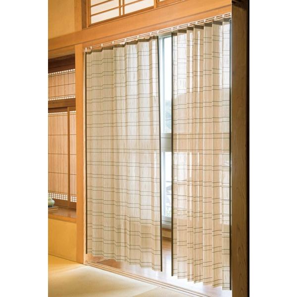 竹すだれ ロールカーテン 竹簾 ブラインド 木製 巻き上げ 室内 目隠し 2枚組 2枚セット 幅100 高さ170 長さ170 カーテンレール 日除け アジアン 簡単 大型 日本製 国産 吊り下げ 本間 安い ロールアップ 遮光 調光 間仕...