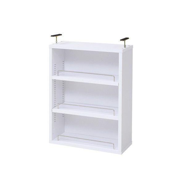 【発売日：2026年04月12日】明日着く あす着く 上置き棚 単品 本棚 壁面固定 食器棚 キッチン 収納 マガジンラック オープン 地震対策 耐震 家具転倒防止 突っ張り つっぱり ツッパリ 可動棚 賃貸 天井 木製 ランドリー 洗面所...