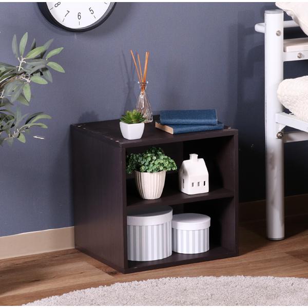 【発売日：2026年01月09日】本棚 2段 a4対応 安い キッチン 隙間収納 整理 マガジンラック オープン カラーボックス 子供 絵本 コンパクト ロータイプ 低い 机上 卓上 デスク 雑誌 教科書 幅35 奥行30 高さ35 ダーク...