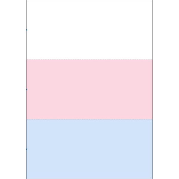 マルチプリント用紙 A4三面付き単票(カラータイプ)500枚入。A4サイズのミシン目入り汎用用紙。対応ソフトなら、これ一枚で各種の伝票を罫線入りで印刷できます。A4サイズ(210×297)、ミシン目入り・三つ割サイズ(210×148.5)。...