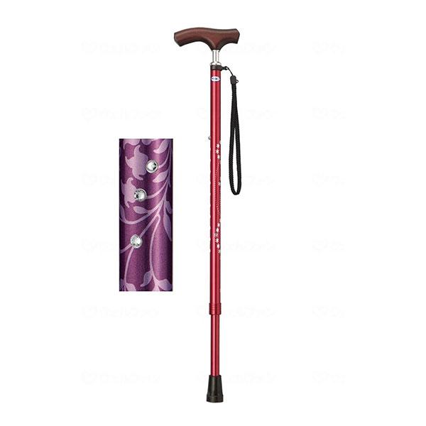 雪や星の模様、ストーンがキラキラ光る『キララ・ケイン』グリップの根元が細く、握りやすい材質○支柱：アルミ○グリップ：天然木○ストラップ：ナイロン規格1本規格詳細○寸法：66〜86cm（2cmピッチ 11段階）○グリップ幅：11.8cm○パイ...