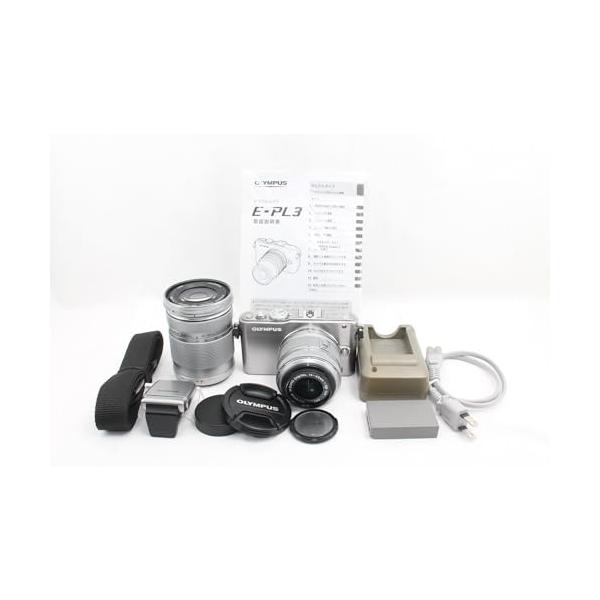 【コンディション：良い】OLYMPUS ミラーレス一眼 PEN Lite E-PL3 ダブルズームキット シルバー E-PL3 DZKIT SLV 【説明書】紙の説明書は基本的に付いていませんが、メーカーのホームページで説明書をご覧いただけ...