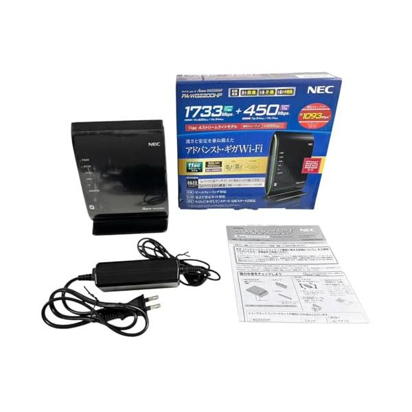 【コンディション：良い】NEC Aterm 無線LAN親機 WiFiルーター 11ac/n/a/g/b 1733Mbps 450Mbps 4LDK 3階建 接続台数18台 WG2200HP PA-WG2200HP 【説明書】紙の説明書は基本...