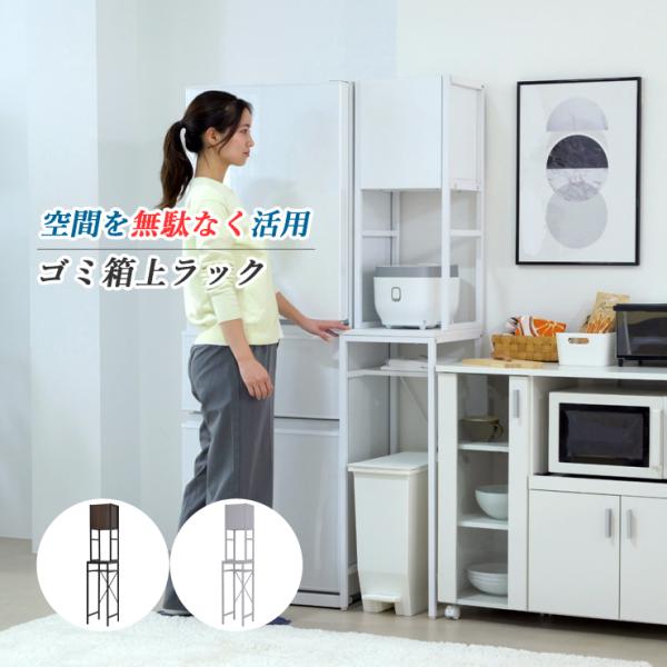 ■商品ポイントキッチンのスペースを無駄なく有効活用できるゴミ箱上ラック。収納したいゴミ箱の数に合わせて選ぶことができるゴミ箱上収納ラック。※ゴミ箱は付属しておりません。■サイズ幅34×奥行40×高さ170.5cm■材質[本体]合成樹脂化粧繊...