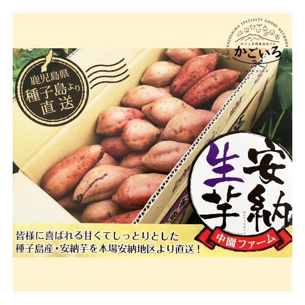 種子島安納地区の温暖な気候の下、愛情込めて育てました。収穫後、糖度を増すため温度管理された貯蔵庫で約１か月間以上熟成させ発送いたします。焼き芋はもちろん、てんぷらや炊き込みご飯、おでんの具としてもおいしくお召し上がりいただけます。シンプルに...