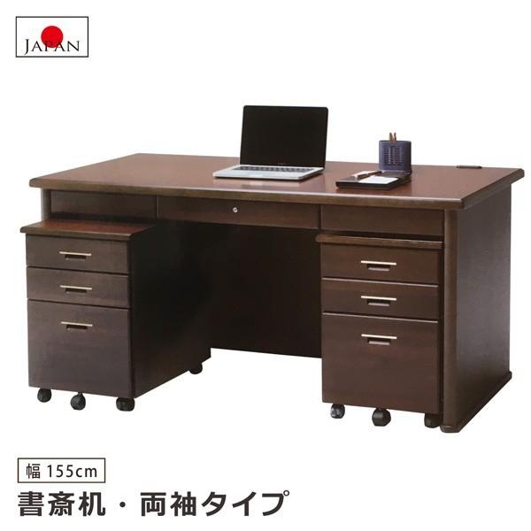 《商品詳細》デスク：(約)幅1550×奥行750×高さ740mmワゴン：(約)幅420×奥行580×高さ605mmカラー：ミディアムブラウン色材質：オーク材・突板・化粧合板・カギ・コンセント・キャスター備考：テーブルの組立品/ワゴン本体完成...