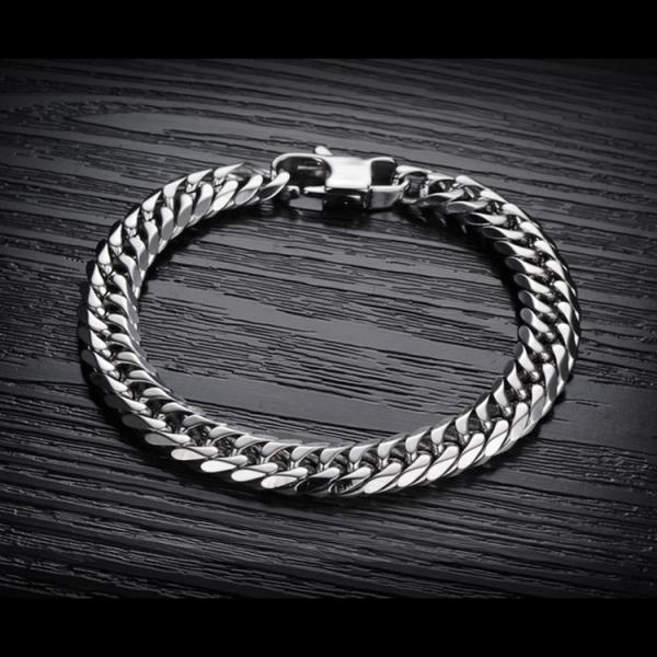 ブレスレット メンズ サージカルステンレス製 お肌に優しい アレルギーフリー 錆びにくい シルバー 簡単装着 喜平チェーン 重厚感 男らしい 力強い かっこいい ゴツめ プレゼント ギフト 贈り物 記念日 誕生日 ご褒美 素材サージカルステ...
