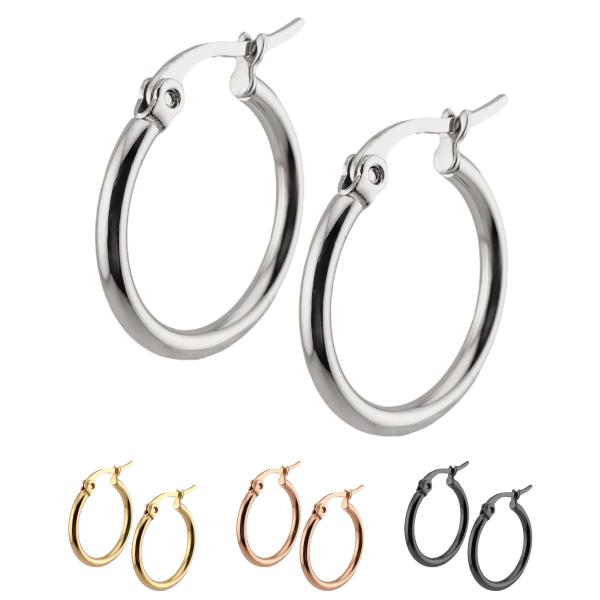 フープピアス レディース サージカルステンレス製 金属アレルギー対応 安心 20mm Sサイズ ワンタッチ 2mm 2ミリ 小さい 細い シルバー ゴールド ラッピング対応素材サージカルステンレス製(pvdコーティング)サイズ直径 約20....