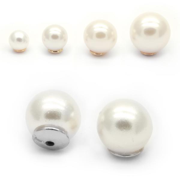 素材フェイクパールサイズ直径 約6mm、8mm、10mm、12mm適応ポストサイズ  0.7mm〜1.2mmピアスのキャッチもおしゃれにフェイクパールの片穴ピアスキャッチ髪の毛をアップにすることが多い方や、後ろ姿のディテールまでこだわりたい...