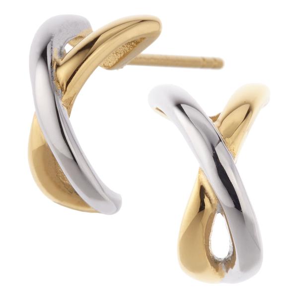 素材:サージカルステンレス製サイズ:縦:約12.0mm横:約7.2mm厚み:約7.0mmポスト長さ:約9.5mmポスト太さ:約0.7mmカラー:シルバーxゴールド、シルバーxピンクゴールド※こちらの商品は片耳用となりますので、両耳にお付け頂...