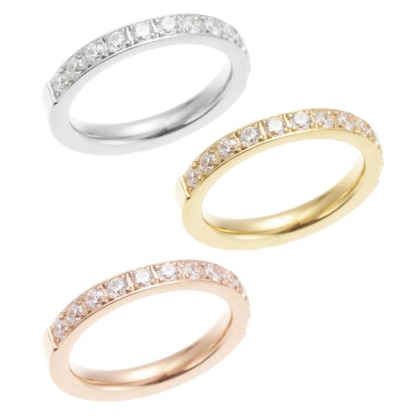 リング レディース 指輪 ピンキーリング キュービックジルコニア サージカルステンレス 金属アレルギー対応 シンプル スタンダード 可愛い素材 サージカルステンレスキュービックジルコニアサイズ 幅 約2.3mm厚さ 約2mmキュービックジル...