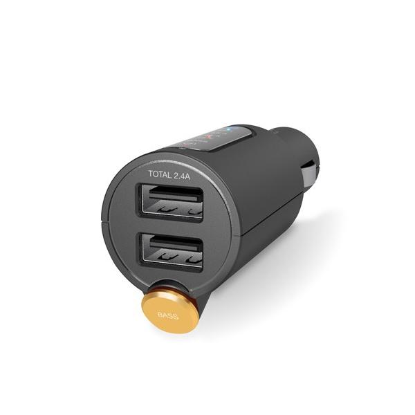 最大合計出力2.4Aでスマホやタブレットを充電できるUSBポート・2ポート付き。車の中でスマートフォンやタブレットの音楽などをワイヤレスで楽しめる、重低音モードを搭載したBluetooth(R)FMトランスミッター。●使用電源:アクセサリソ...