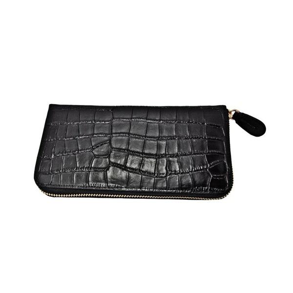 牛革(床革)クロコ型押し・ラウンド・ゴールドファスナー付・財布●内容:カード収納×12個、ファスナー小銭入れ1個、紙幣収納×4個、カード収納セパレート2個、専用ボックス付き。●材質:牛革(床皮使用)●サイズ:縦11X横20Xマチ3cm●色柄...