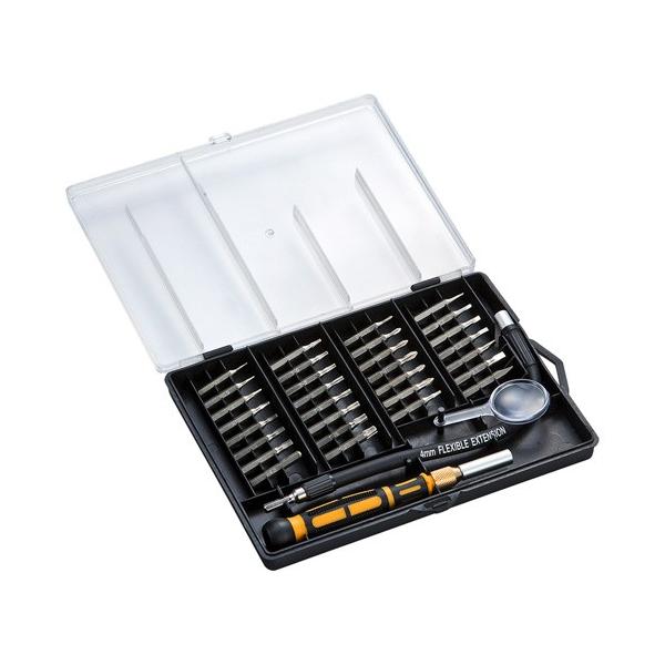 届きにくい場所にあるネジを締めるドライバーセット●サイズ:W123×D16ドライバーハンドル)、●重量:約220g(製品重量)約24g(ドライバーハンドルのみ)●ビット種類:30(マイナス):SL1.0mm、SL1.5mm、SL2.0mm、...