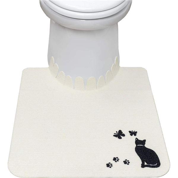 【商品名】 サンコー おくだけ吸着 ズレない トイレマット(ネコ) 約幅55×奥行60cm KV-07 【ジャンル・特徴】 吸着 ずれない トイレマット 薄い ハサミで切れる 置くだけ