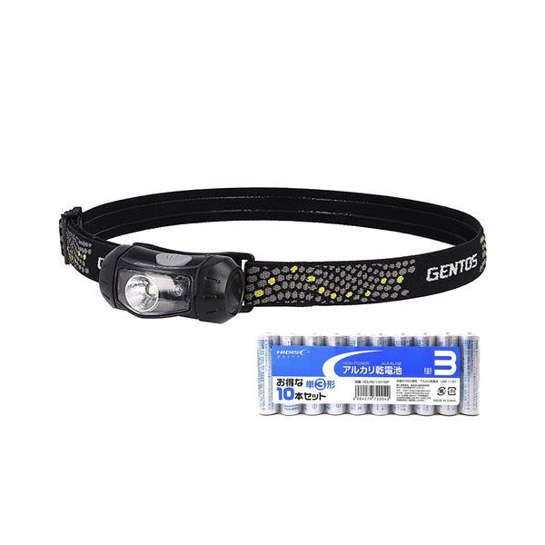 【商品名】 GENTOS コンパクトヘッドライト + アルカリ乾電池 単3形10本パックセット CP-195DB+HDLR6/1.5V10P 【ジャンル・特徴】 コンパクトヘッドライト [ CP-195DB+HDLR6/1.5V10P ]