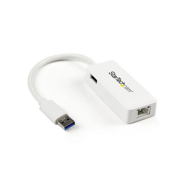 【商品名】 StarTech.com USB3.0-Gigabit Ethernetアダプタ ホワイト USBポート付 USB31000SPTW1個