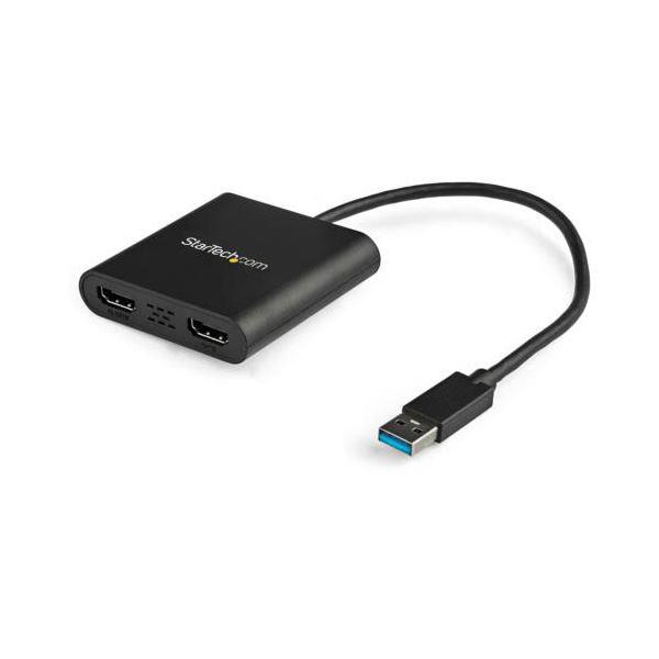 【商品名】 StarTech.com USB3.0接続2ポートHDMIアダプタ 4K／30Hz対応 USB A（オス）-HDMI（メス）×2ブラック USB32HD2 1個