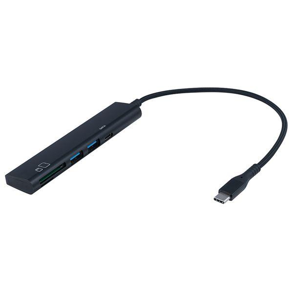 【商品名】 Digio2 Type-C USB3.2Gen1 3ポート アルミコンボハブ SDCRW付 COM-C3SD143BK ブラック 【ジャンル・特徴】 高速CRW搭載の極薄アルミボディ3ポートコンボハブ。 [ COM-C3SD14...