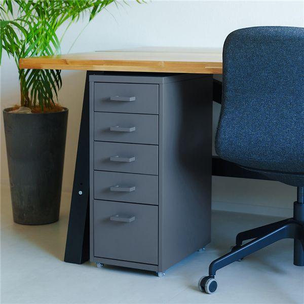 【商品名】 くらしのストレージワゴン5段(グレー/灰) オフィス デスクワゴン スチール キャビネット デスクサイド 引出し モダン 事務所 書類収納 サイドワゴン 収納 韓国インテリア 組立品 NK-481  [ NK-481GY-1 ]