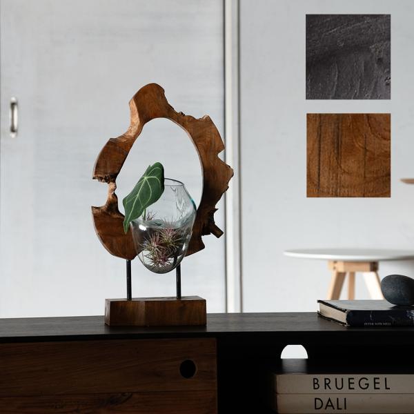 ■ガラスオブジェ オブジェ ガラス 置物 天然木 インテリア アート 鉢 プランター テラリウム アクアリウム 花瓶 おしゃれ 雑貨 個性 硬化 輪切り 丸太 フォルム■■サイズ、約W26×D21×H48 一つ一つ形状が異なります。■仕様、...