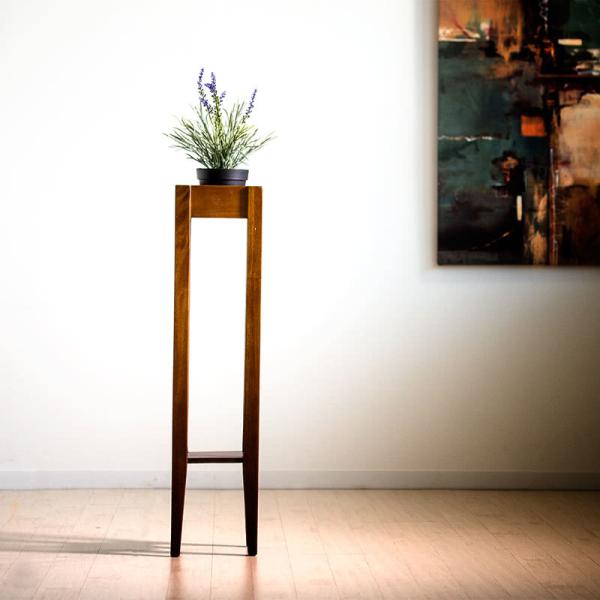 トール花台 天然木 マホガニー 無垢材 フラワースタンド 完成品 幅16 奥行16 高さ68 スリム 薄型 木製 北欧 アンティーク ヴィンテージ オシャレ オープンラック 脚付き 花台 観葉植物greenの置き場所花台 天然木 マホガニー...
