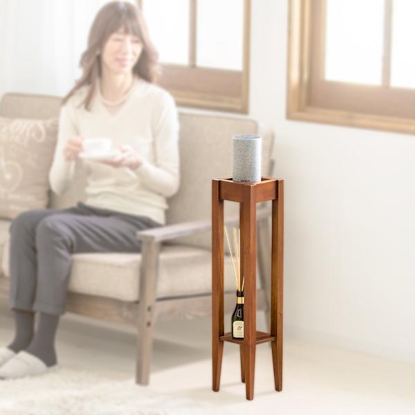 トール花台 天然木 マホガニー 無垢材 フラワースタンド 完成品 幅16 奥行16 高さ68 スリム 薄型 木製 北欧 アンティーク ヴィンテージ オシャレ オープンラック 脚付き 花台 観葉植物greenの置き場所花台 天然木 マホガニー...