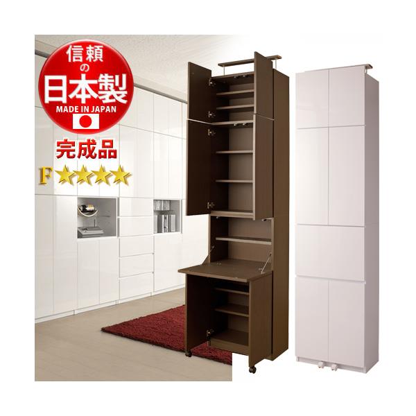 ■商品番号na-my-0031-35日本製 つっぱり 突っ張り 壁面収納家具本体サイズ：（約）幅59.5×奥行31×高さ230（立上がり扉高さ5cm含む）cm完成品 上置き付 つっぱり本棚 壁面収納 リビングキャビネット リビング用デスク ...