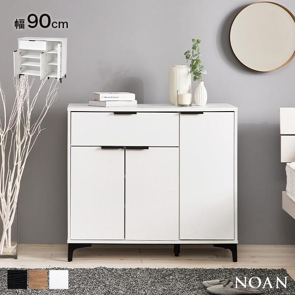 リアルな木目調シートに、マットブラックのアイアンを組み合わせたデザインで、おしゃれで上質な空間を演出します。北欧インテリアや、和の要素を取り入れたジャパンディスタイルにも自然と溶け込みます。引き出し収納、下段収納、サイド収納があり、たくさん...