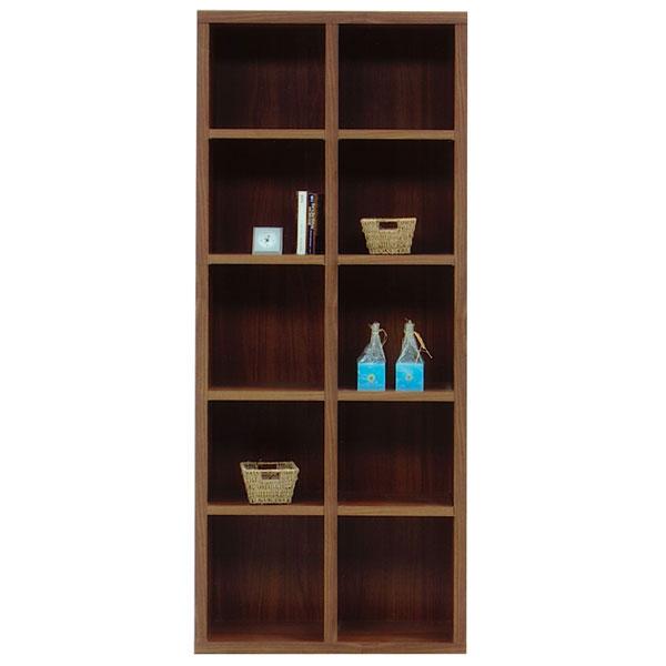 送料無料 完成品の74cm幅のオープンラック材質：デルナチュレシート（ウォールナット柄)SIZE：幅74.3cm×奥行29cm×高さ179.5cm固定棚上：幅31.8cm×奥行27.7cm×高さ102.7cm固定棚下：幅31.8cm×奥行2...