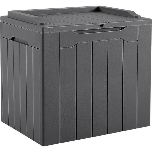 高耐久蓋付き 屋外収納ボックス！簡易宅配ボックスとしても使用可能！大容量106Lなのに設置も簡単！屋内、屋外用 高耐久長方形収納ボックス、フラットトップ設計と頑丈な側面、ワインボトル、グラス、倉庫、ベランダ、ガレージに最適！配達作業や荷物の...