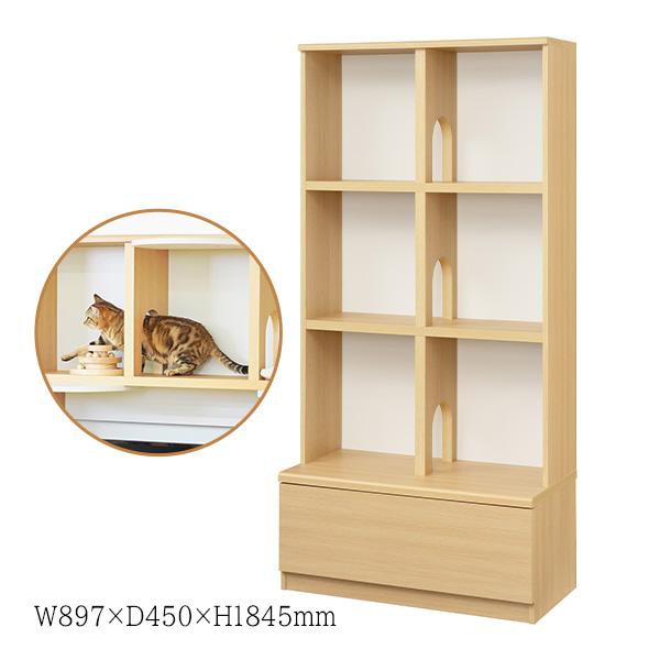 シェルフ、キャットタワー、壁面収納、収納棚キャットウォークと収納が一体となったシリーズ家具猫ちゃんと飼い主さんそれぞれの時間や暮らしを大切にしながら、一緒に過ごせるリビングをつくることができます上部の中仕切りは猫ちゃんが通れるトンネルになっ...