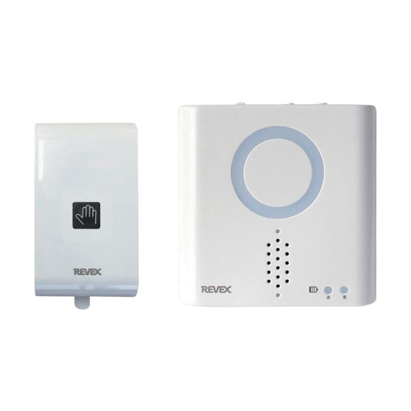 【特長】●送信機に手をかざすとセンサーが感知。●ワイヤレス方式だから配線工事は不要で簡単に設置できます。●屋外の障害物のない場所で最大180mまで届きます（建物の中では電波の到達距離が短くなります）●送信機、受信機とも何台でも増設できます。...