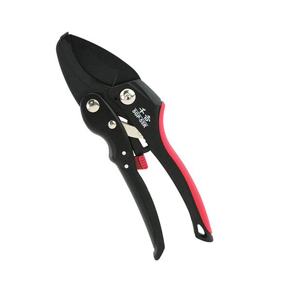 ラチェットのON/OFFが自動で切り替わるラチェット剪定鋏です。【用途】剪定作業。【機能】・太い枝の時はラチェット機能が自動的にONになります。・フッ素コート刃でお手入れが簡単です。・TPR樹脂で、素手で握っても滑りにくく、またナイロングラ...