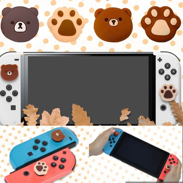 ■ 可愛いクマと肉球のSwitch Joy-Con アナログスティックカバーセット♪初代Switch、Switchライト、有機EL Switch用となります。こちらは、Switch Joy-Con ジョイコン用のアナログスティックカバーセッ...