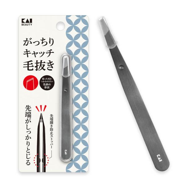 先端がしっかりとじるがっちりキャッチ毛抜き・狙った毛をつかみやすい先斜め形状。・本体内側の凸構造が過度な力を防ぎ、先端の開きを防止。先端がしっかり閉じるので、狙った毛を逃さずがっちり掴みます。・シンプルな形状で独自設計した先端保護キャップ付...