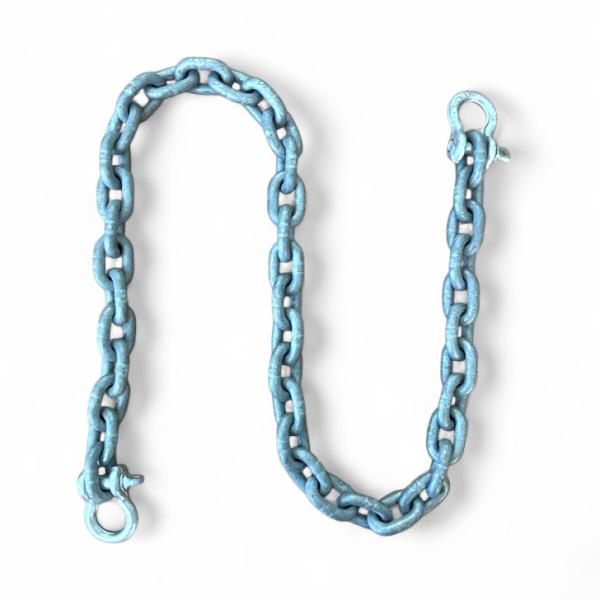 材質：亜鉛メッキショートチェーンサイズ：8mmチェーン×2ｍ＆両端オタフクシャックル重量：−kg適合アンカー：7〜10kg　＊写真は8mm×1ｍです。