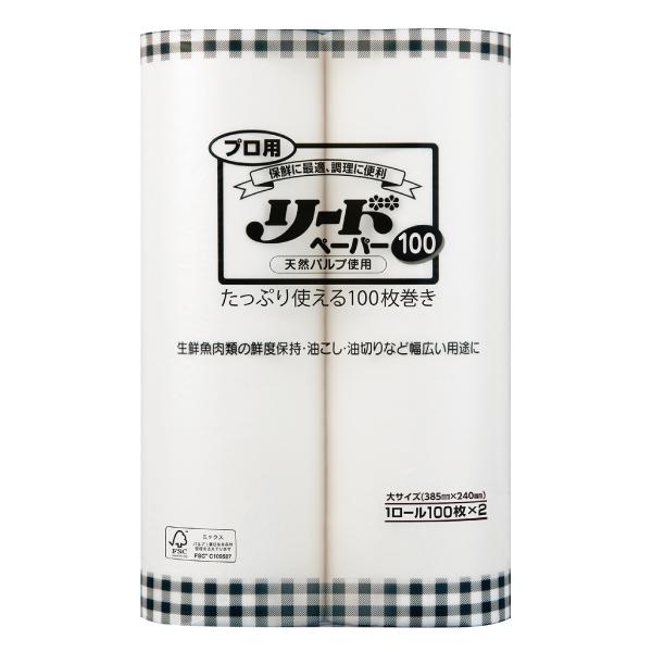 商品番号：508291JAN：4903301348887商品名：ライオン　リードペーパー プロ用　100　大サイズ：385×240mm((シートサイズ)材質：天然パルプ （ホワイト）入り数：100枚カット×2ロール×8袋用途：フライパンの油...