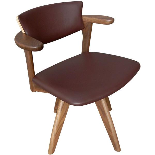 【受注生産：約3週間〜】腰にやさしい回転イス　Awaza（アワザ）LDR ウォールナット材・革張は、長時間イスに座ることを考えた、日本人のための、健康をサポートする身体にやさしいイスです。人間工学から日本人の体型をふまえ、家庭や施設などで長...