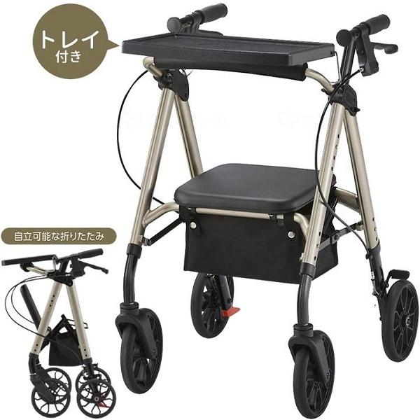 ●サイズ／幅52.9×奥行64.1×高さ77.2〜88.9（12段階）cm、折りたたみ時：幅34.5×奥行51cm、座面：幅34.5×奥行30cm、座面高：48・50.5・53cm（3段階）、ハンドル内幅：39cm、トレイ：幅40×奥行28...